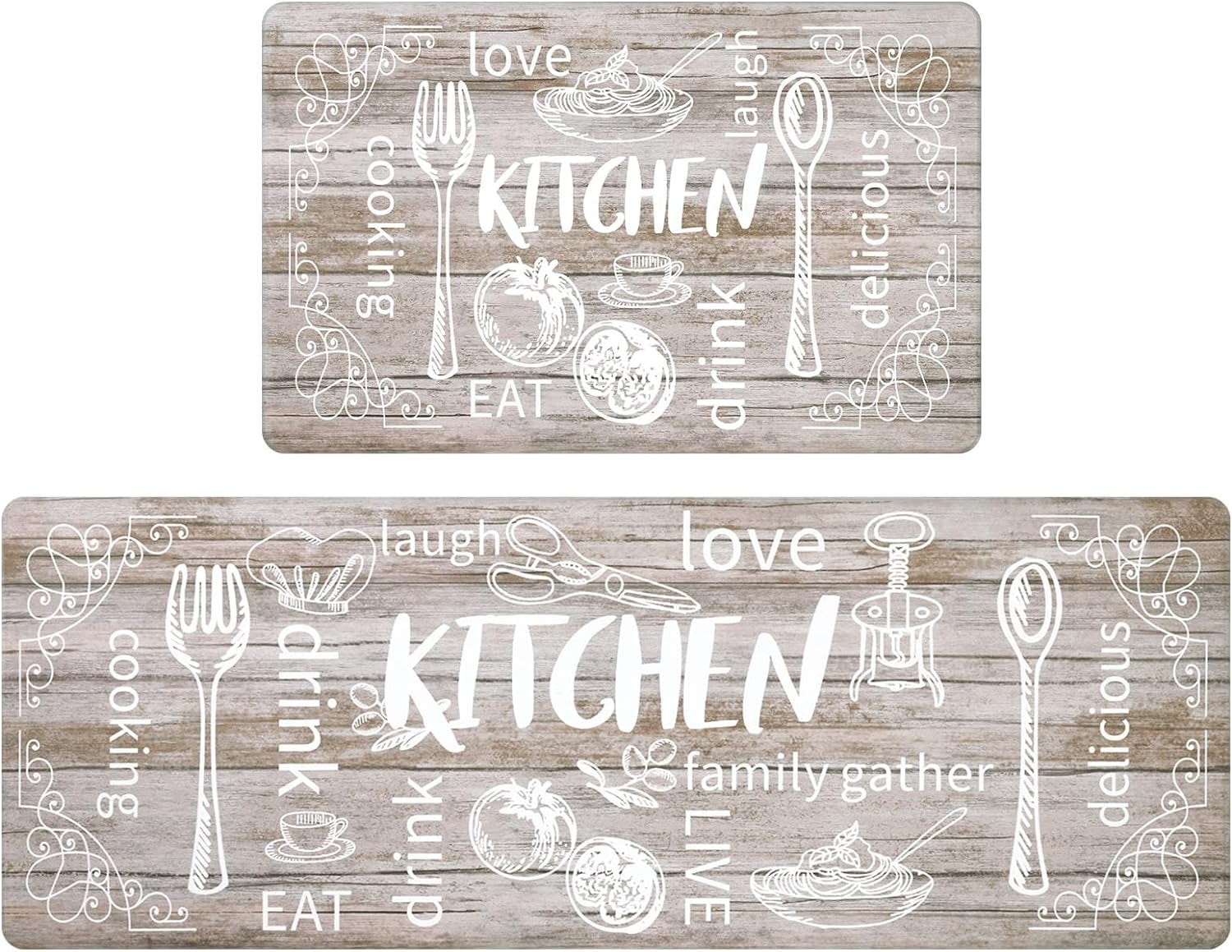 Anti Fatigue Kitchen Rug Set of 2 Non Slip Cushioned Kitchen Mats for ...