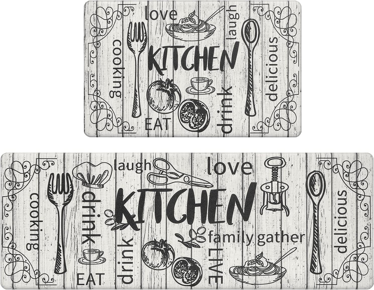 Anti Fatigue Kitchen Rug Set of 2 Non Slip Cushioned Kitchen Mats for ...