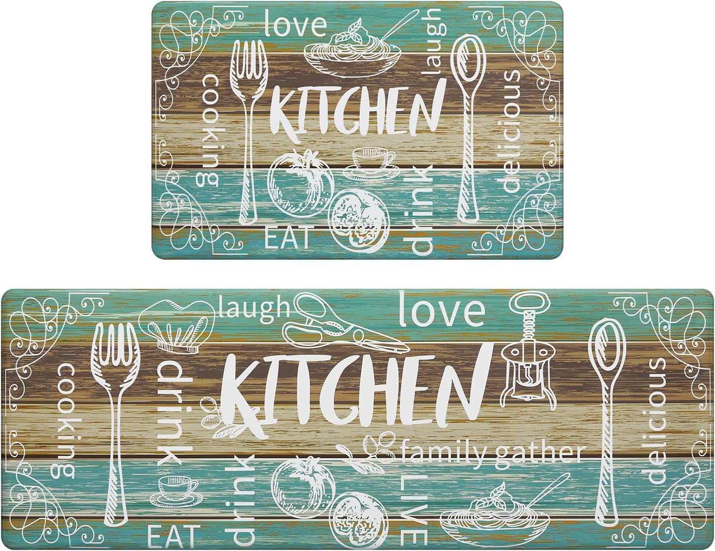 Anti Fatigue Kitchen Rug Set of 2 Non Slip Cushioned Kitchen Mats for ...