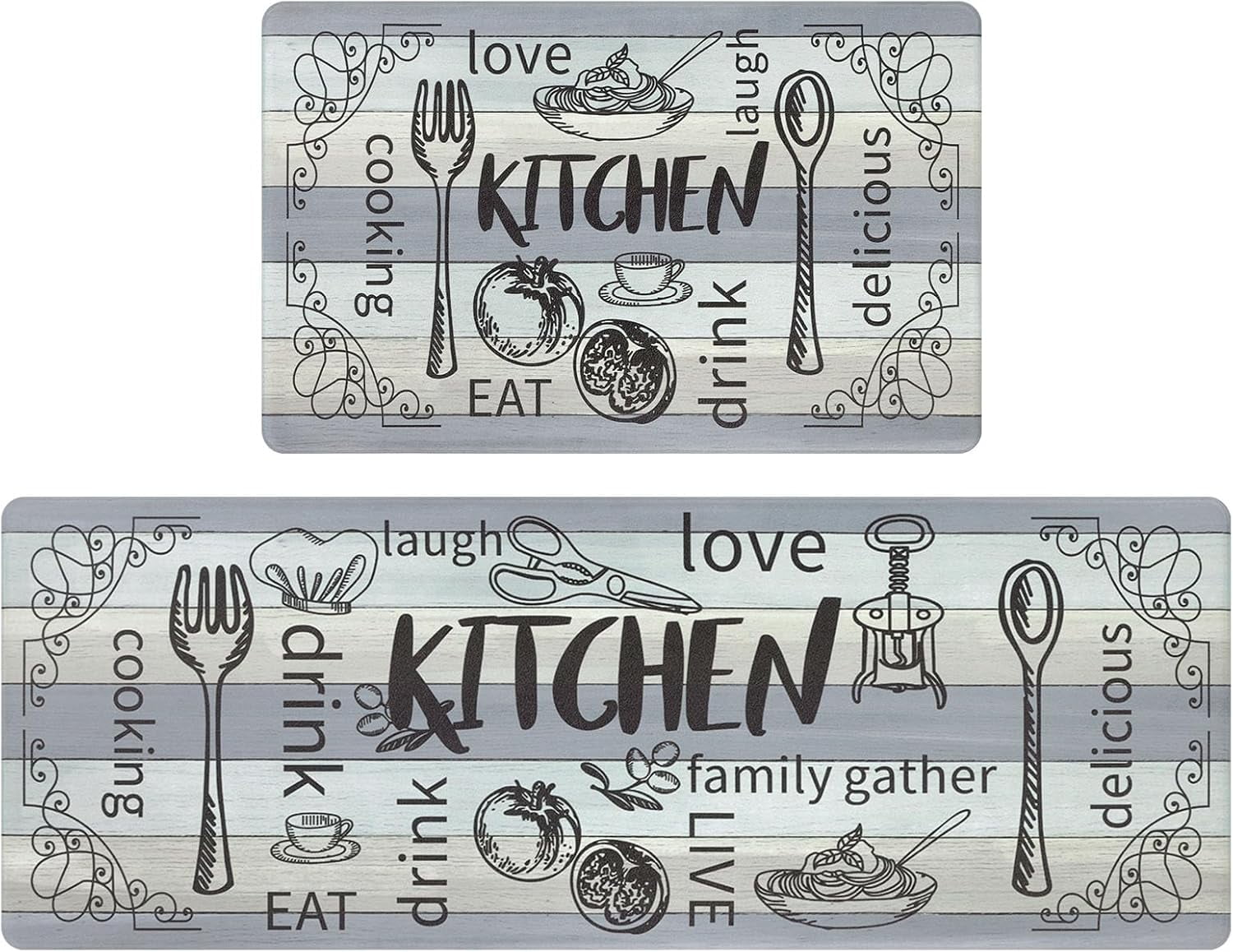 Anti Fatigue Kitchen Rug Set of 2 Non Slip Cushioned Kitchen Mats for ...