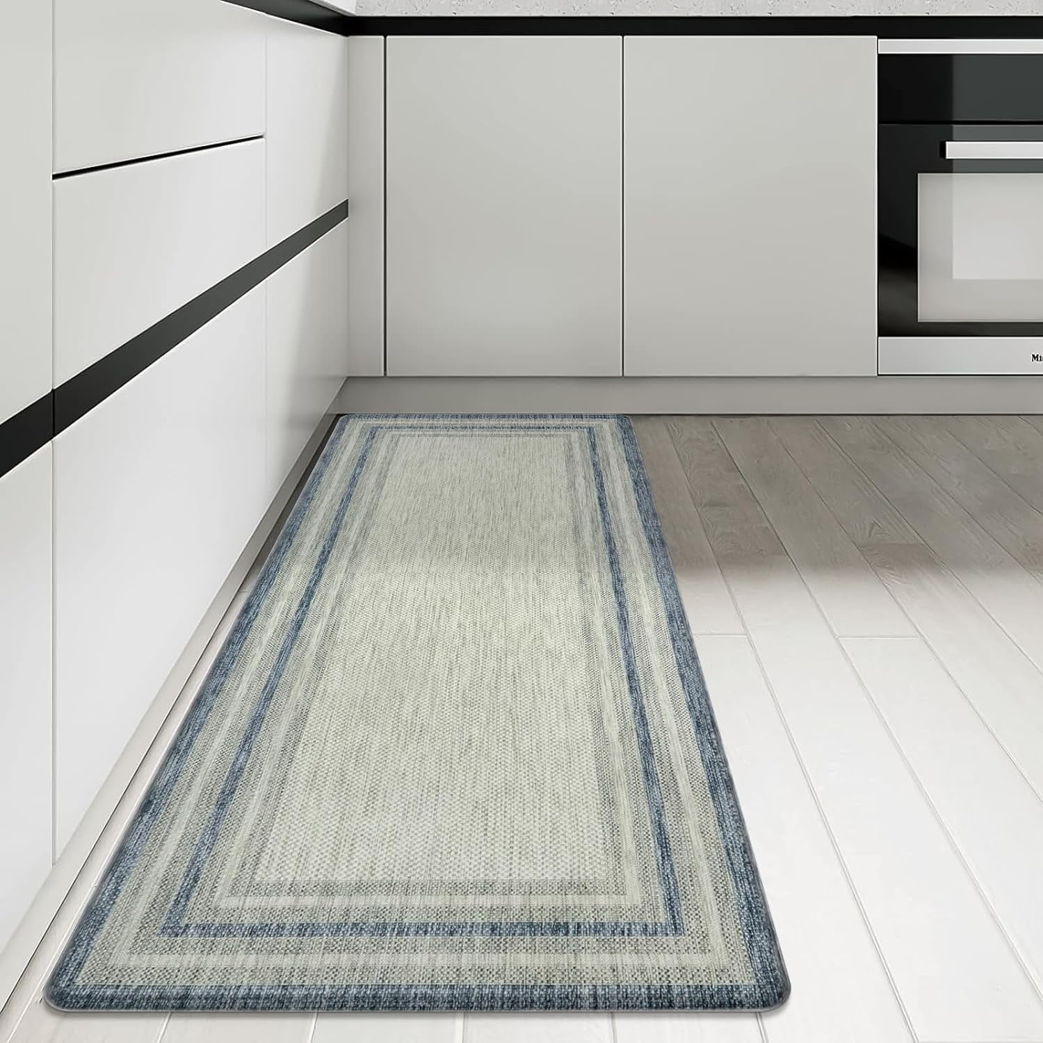 Anti Fatigue Kitchen Rugs,17.3" x 47" Blue Kitchen Mats for Floor ...