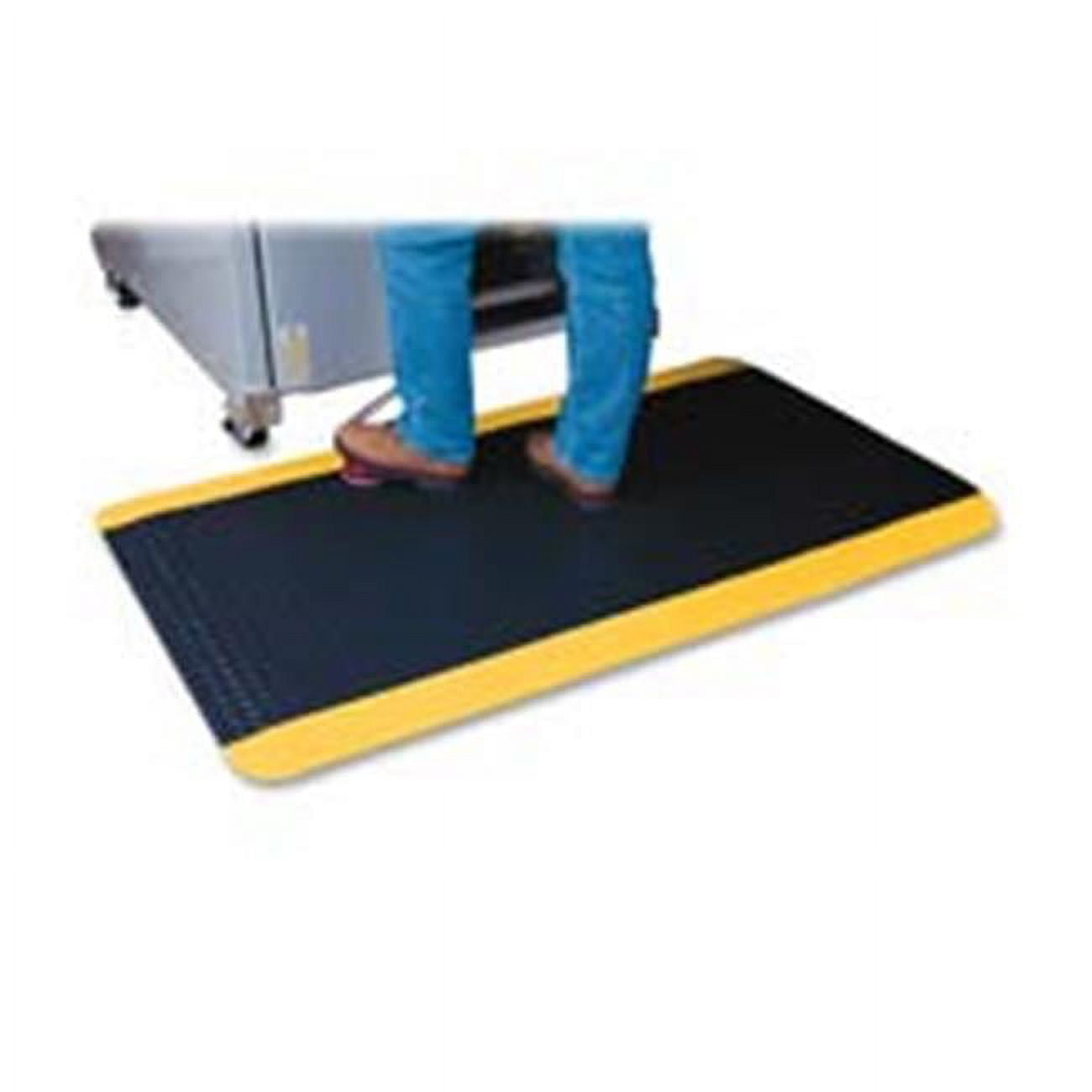 Anti-Fatigue Mat- Beveled Edge- 2ft.x3ft.- Yellow Border- Black ...