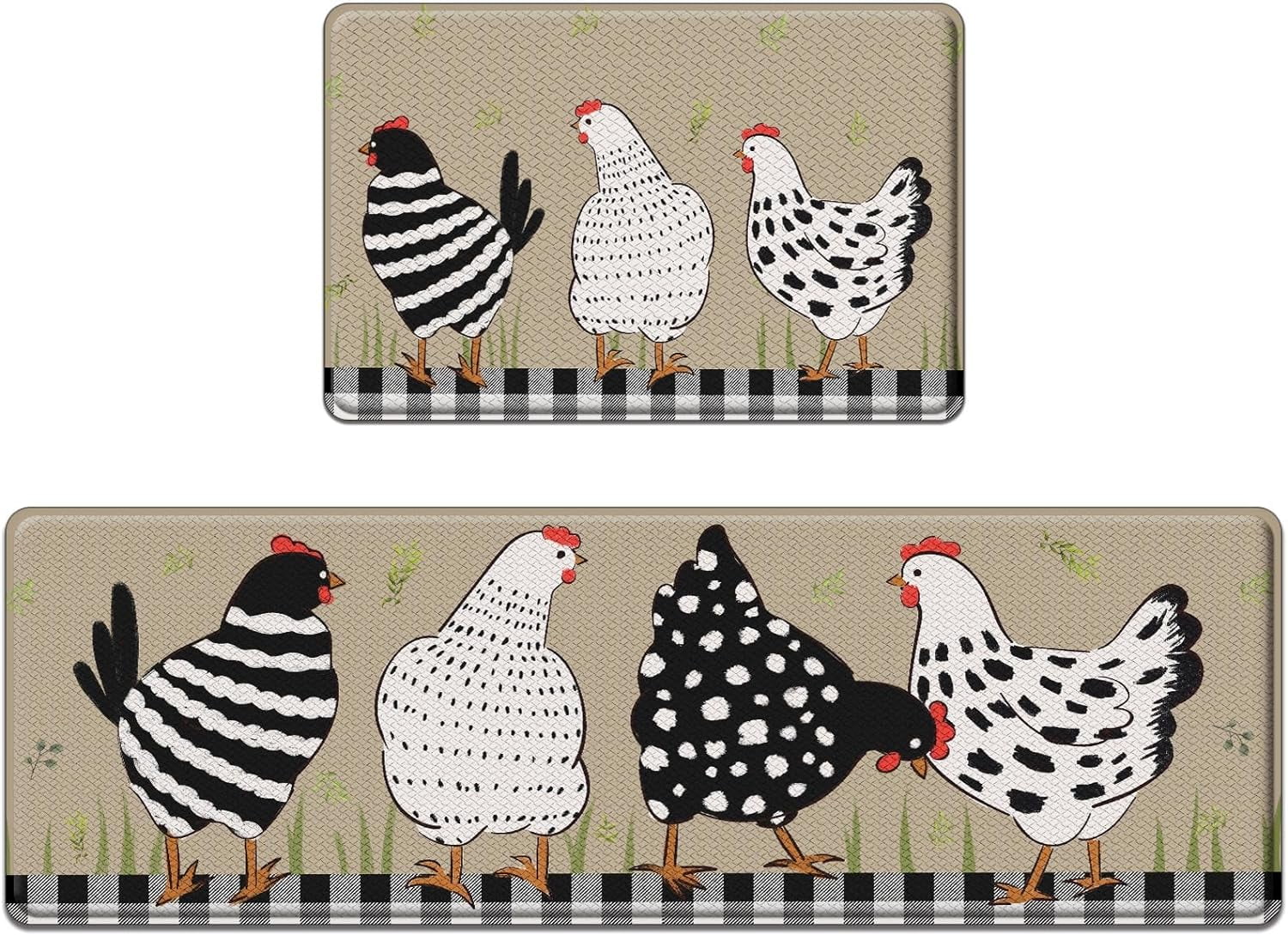 Anti-Fatigue Rooster Kitchen Rug Set of 2 Cushioned Chicken Rugs for ...