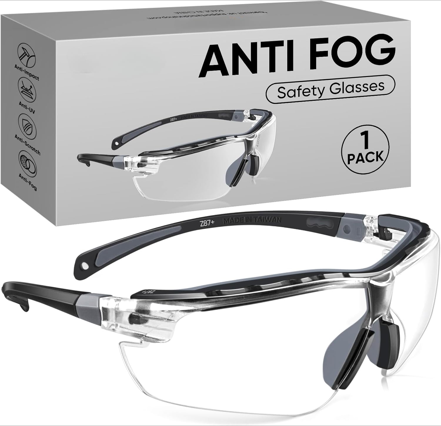 Anti-Fog Safety Glasses for Men and Women, ANSI Z87.1 Scratch Proof Eye ...