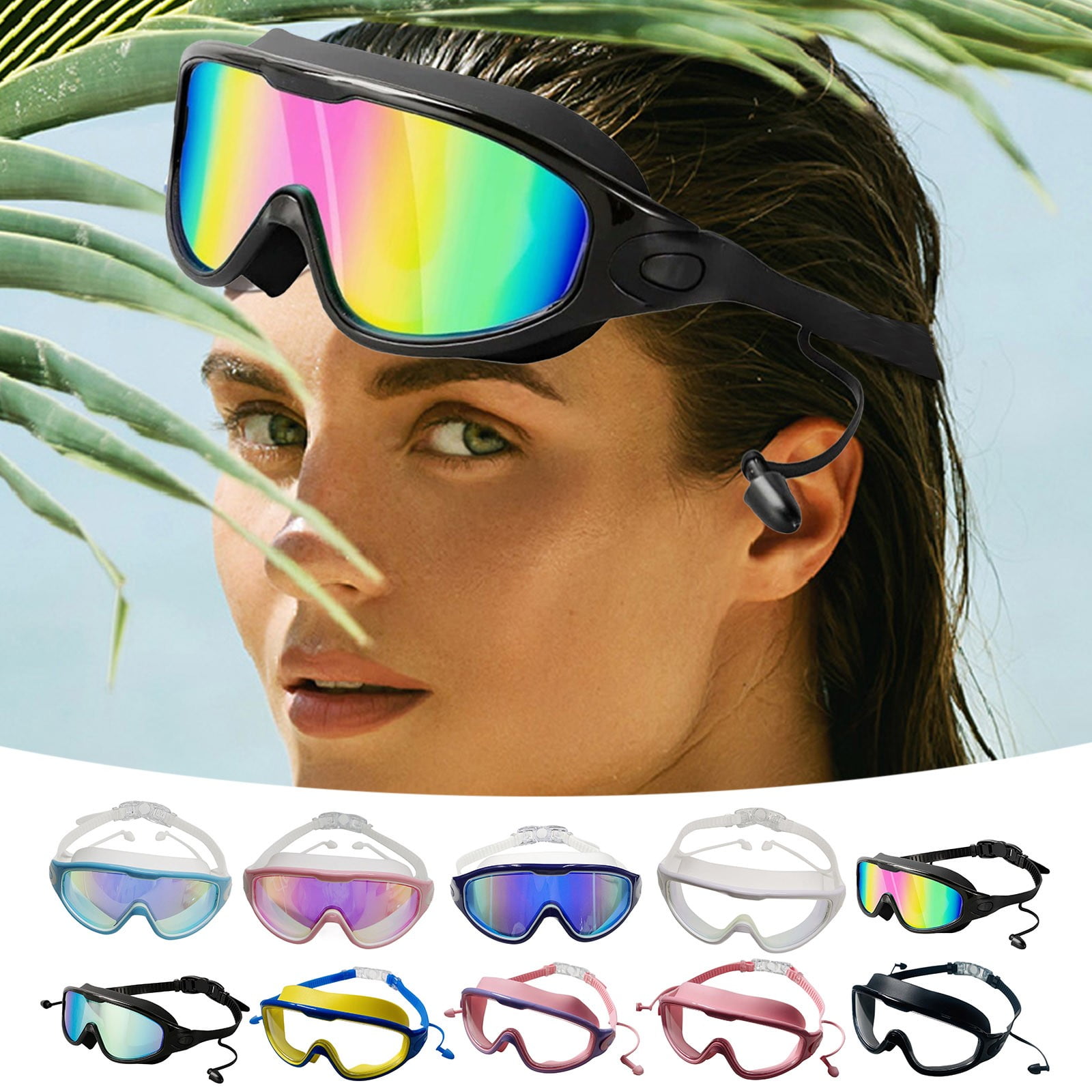 Anti-Fog Wide Angle Swimming Goggles, Comes with Anti-Water Inlet Ear ...