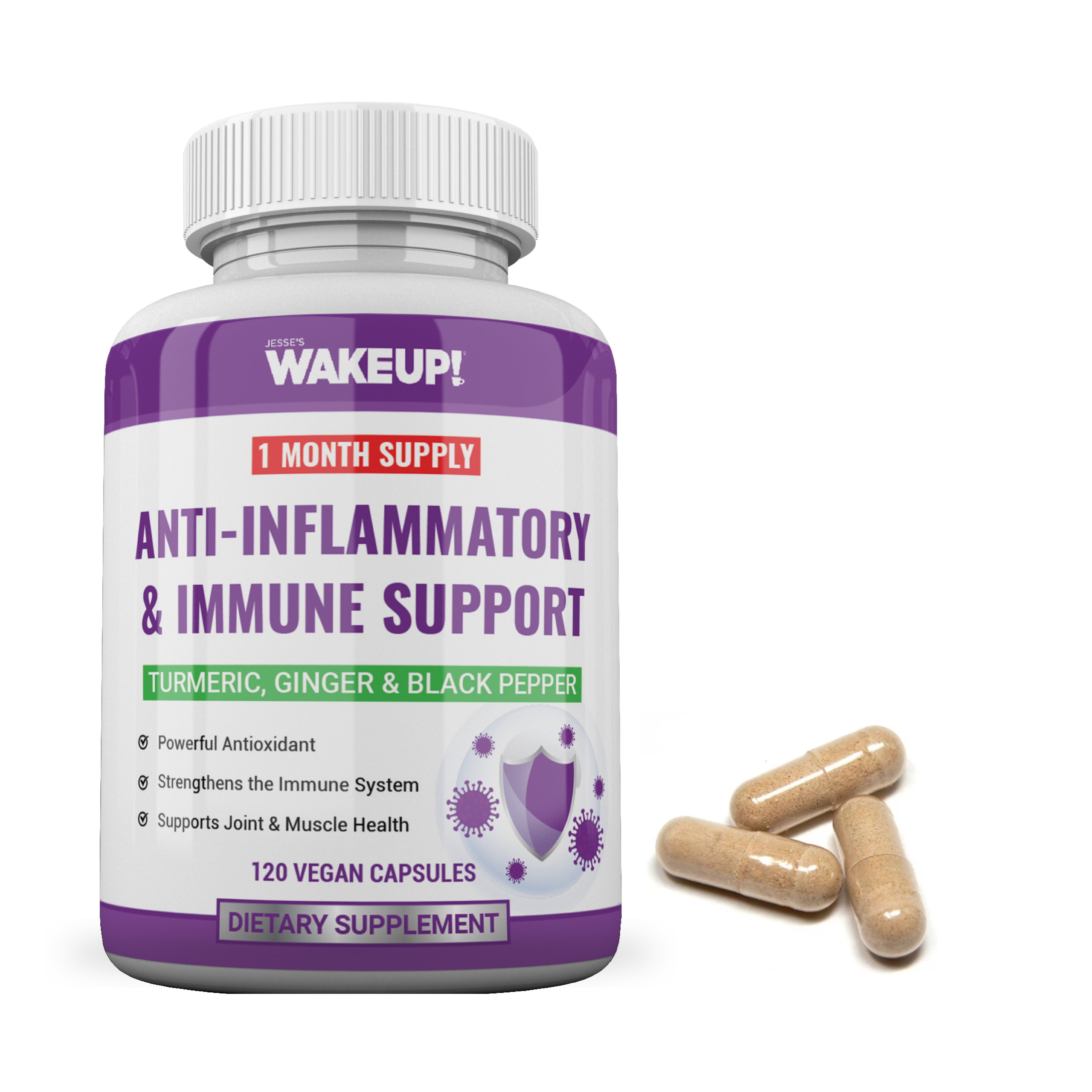Organic Turmeric & Ginger Capsules - Anti-Inflammatory, Antioxidant ...