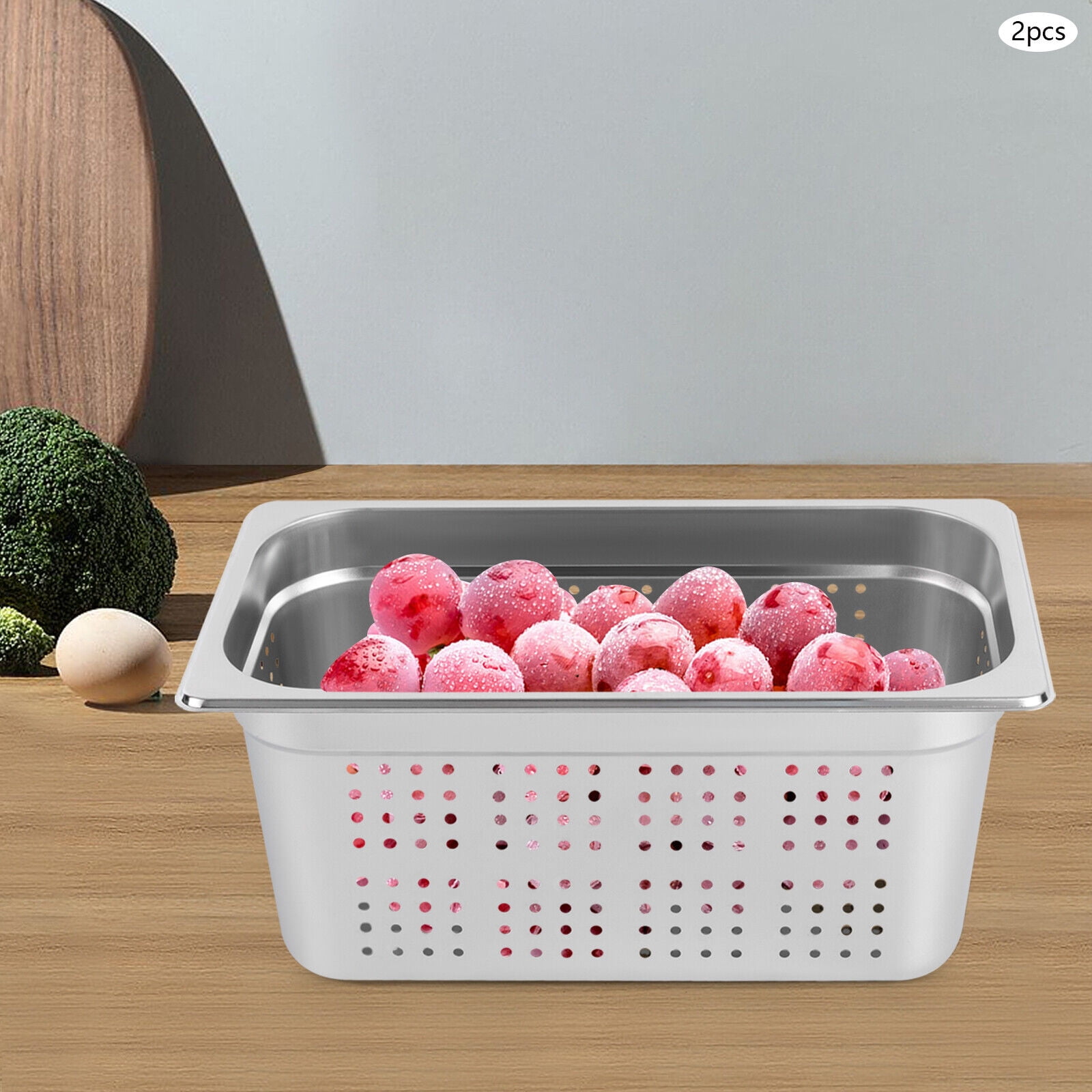 Anti-Jam Perforated Stainless Steel Steam Table Pan, 2-Pack 1/3 Size 6 ...