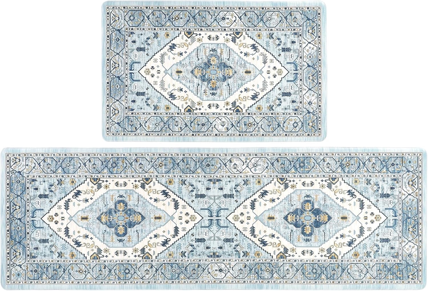 Anti Kitchen Mats for Floor 2 count Set, Cushioned Memory Kitchen Rug ...