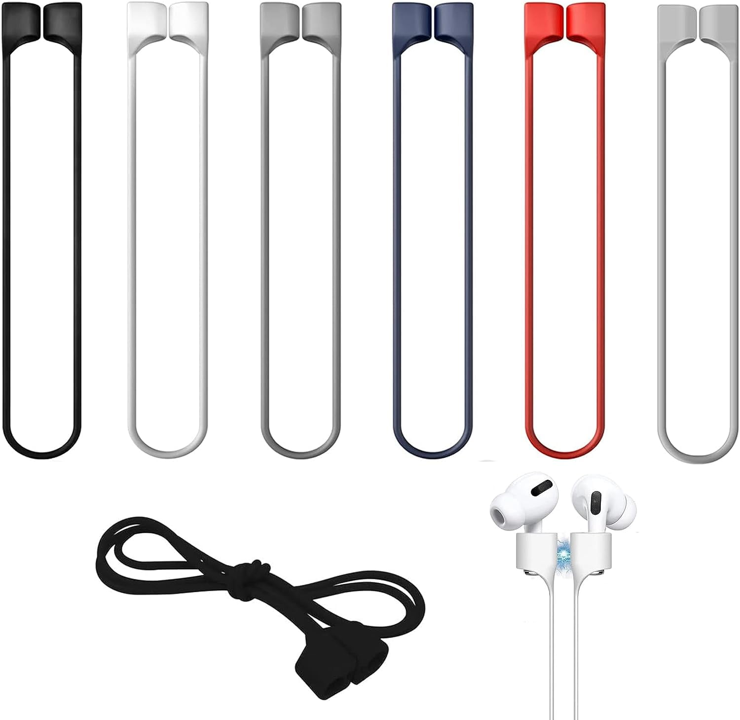 Anti-Lost Straps,6pcs Sport Soft Silicone Earbud Lanyard Strap,Neck ...