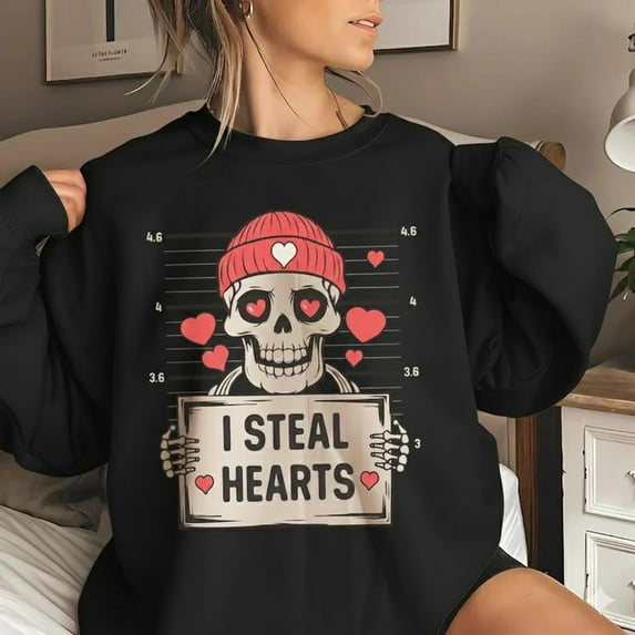 Anti Love Gift I Steal Hearts,Skeleton Valentine Graphic, SWEATSHIRT ...