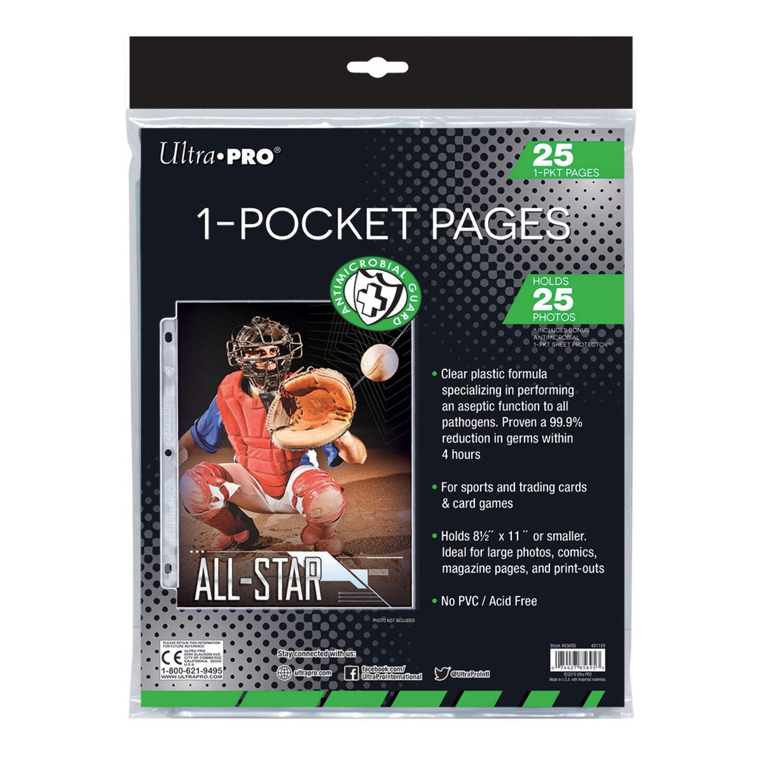 Ultra PRO: 1-Pocket Pages - Antimicrobial (8.5" x 11" / 25-Pack ...
