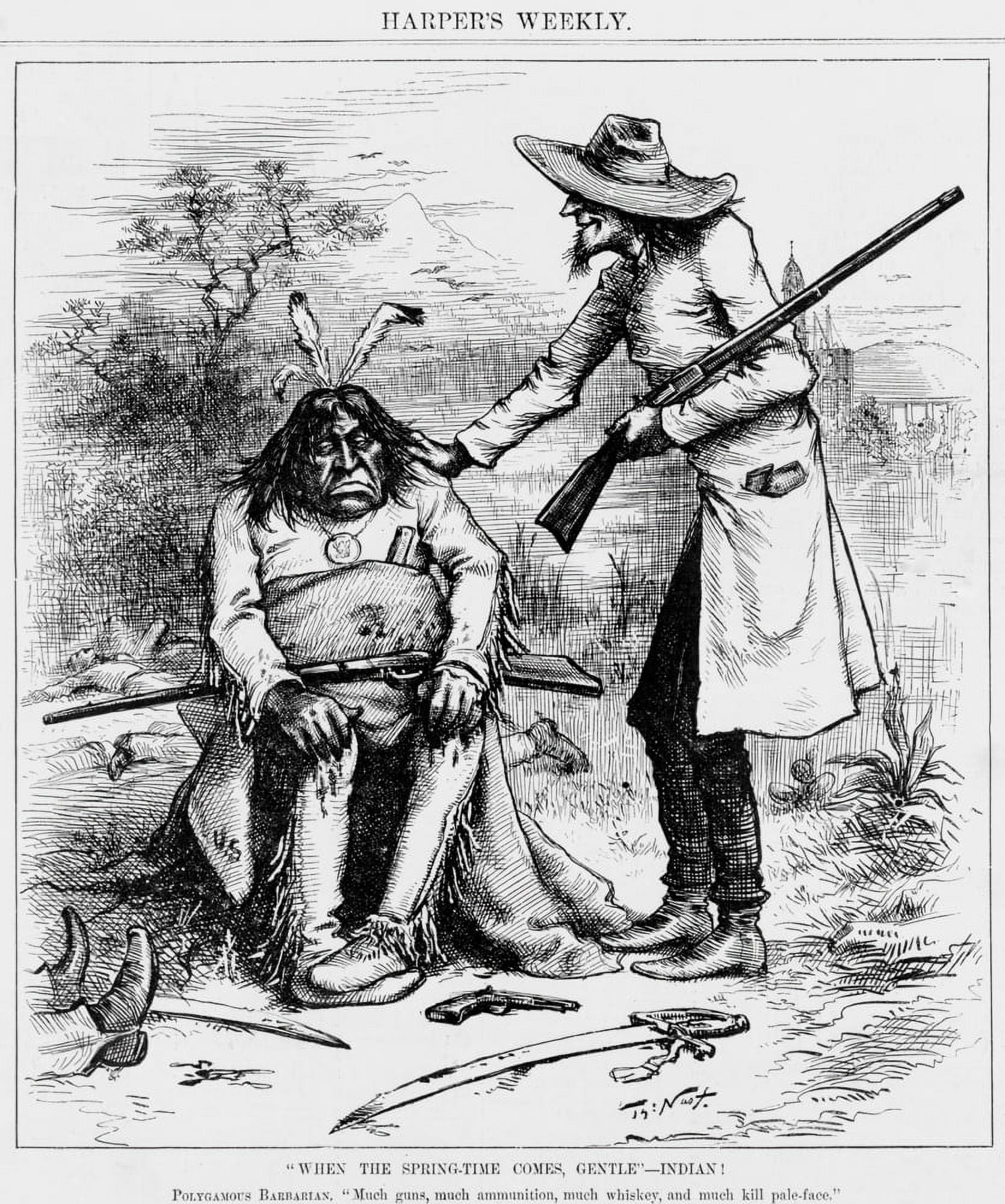 Anti-Mormon Cartoon By Thomas Nast Based On Incidents Of The 1857 Utah ...