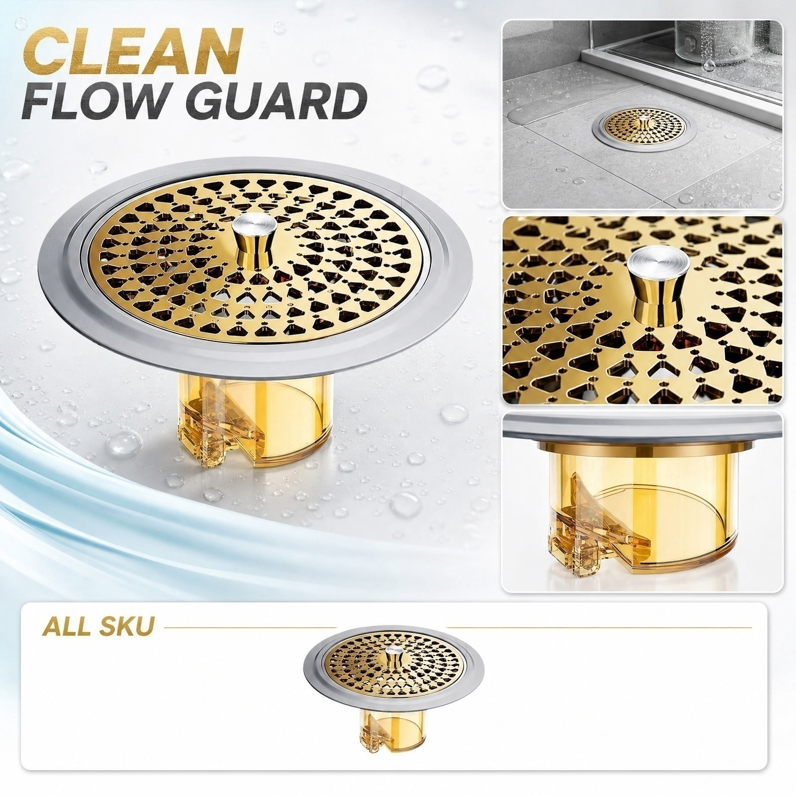 Anti-Odor and Anti-Insect Bathroom Floor Drain Core with Hair Filter ...