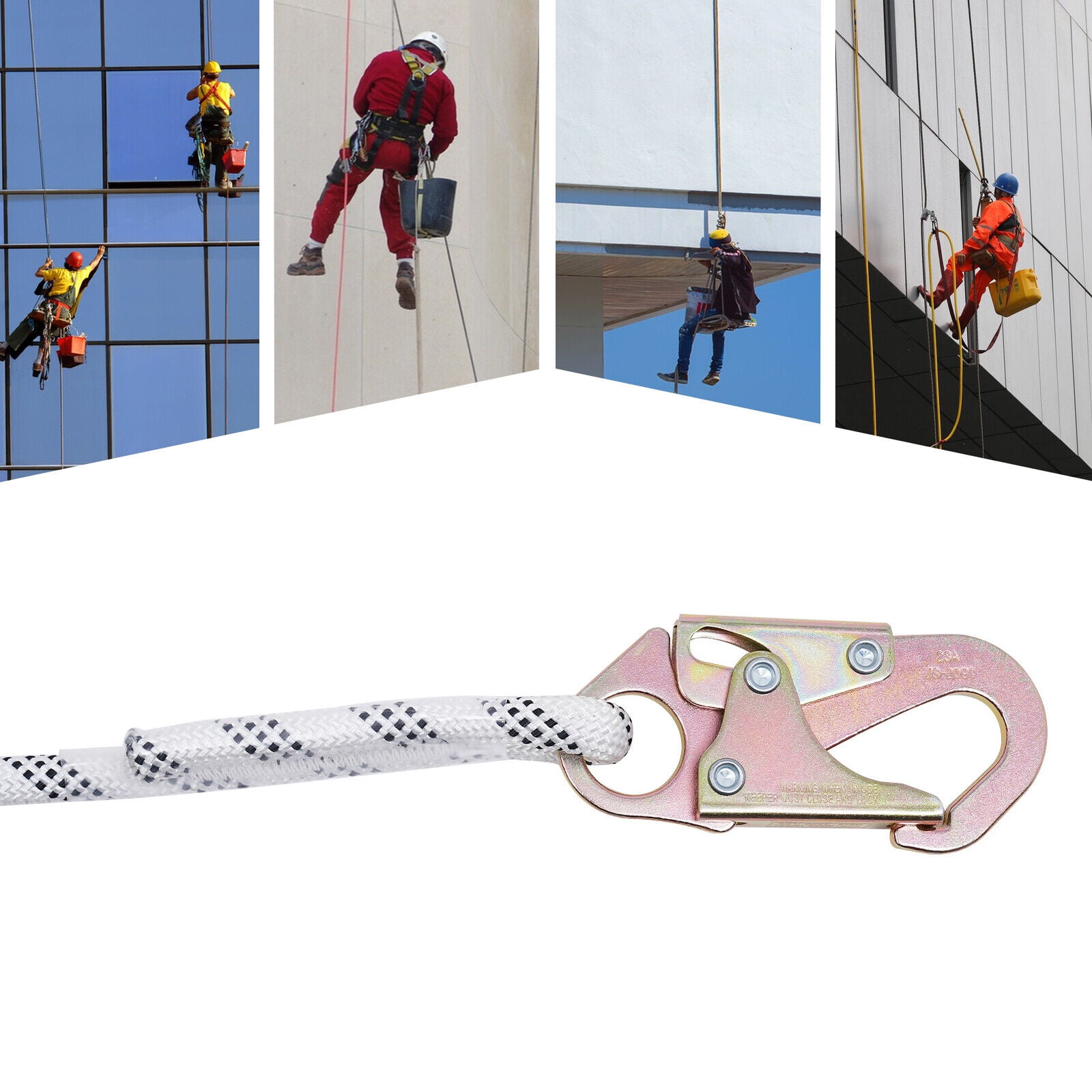 Anti-Ratcheting Lifeline 100ft Lanyard Fall Arrester Protection+Hook ...