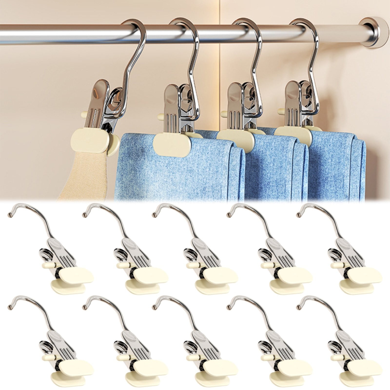 Anti-Rust Clip Space-Saving Clothespin Hat Pants Storage Hanging Travel ...