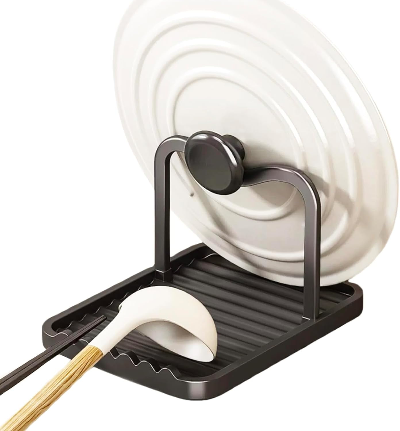 Anti-Rust Metal Spoon Rest with Lid Holder, Heat-Resistant Pot Lid Rest ...