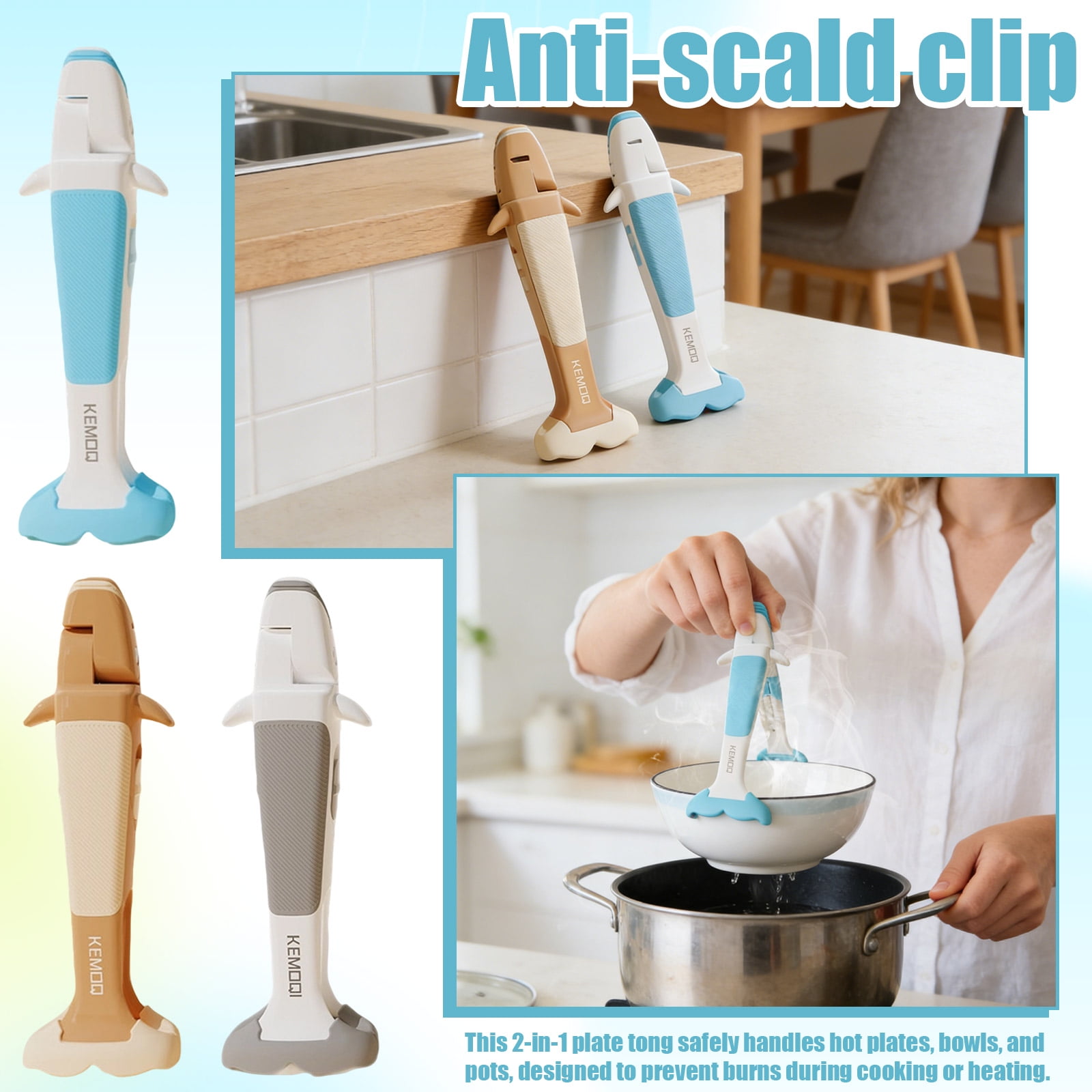 Anti-Scald Hot Plate Gripper, Whale Shaped Bowl Clip for Microwave ...