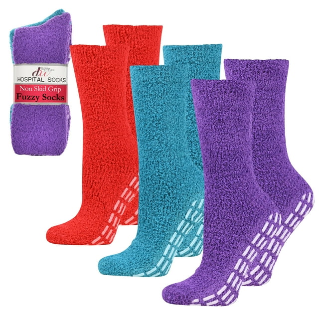 Adults Anti-Skid Hospital Socks, Medical Gripper Fuzzy Sleeping Socks ...