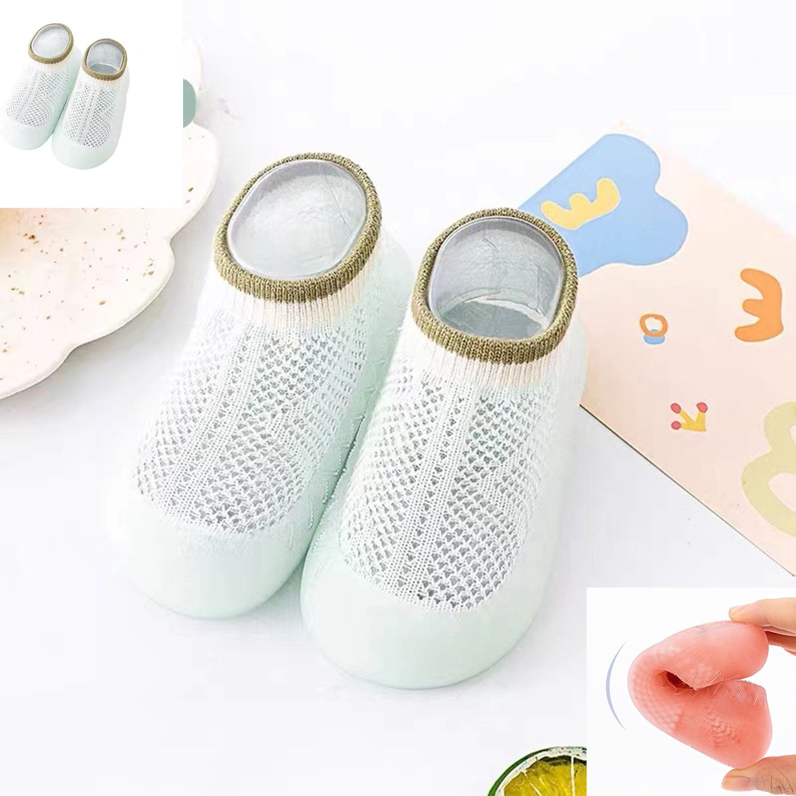 Anti Skid Socks with Soft Rubber Soles Slipper Elastic for Boys Girls ...