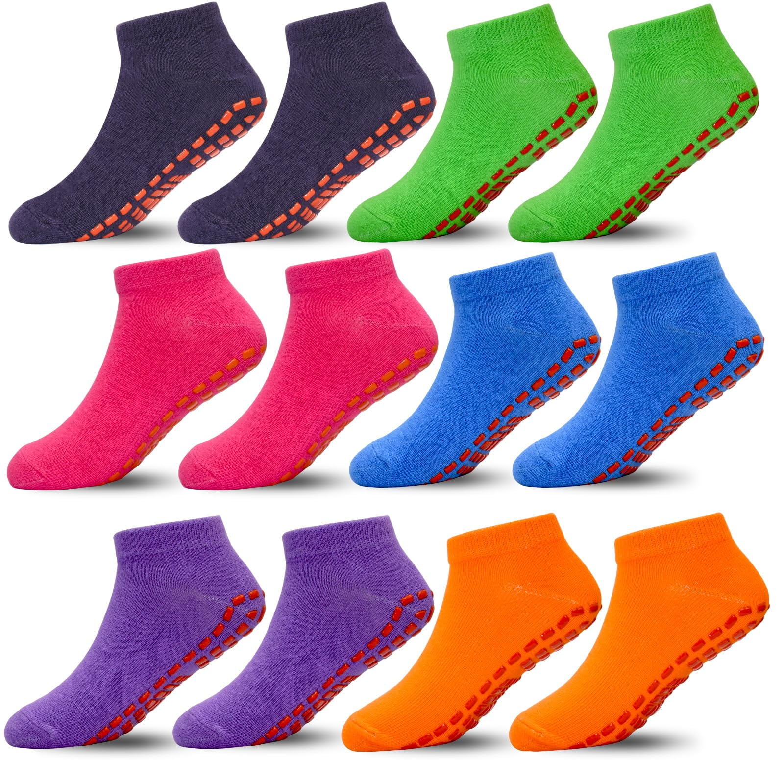 Anti-Skid Trampoline Socks for Kids 6 Pairs Bounce House Non Slip Socks ...