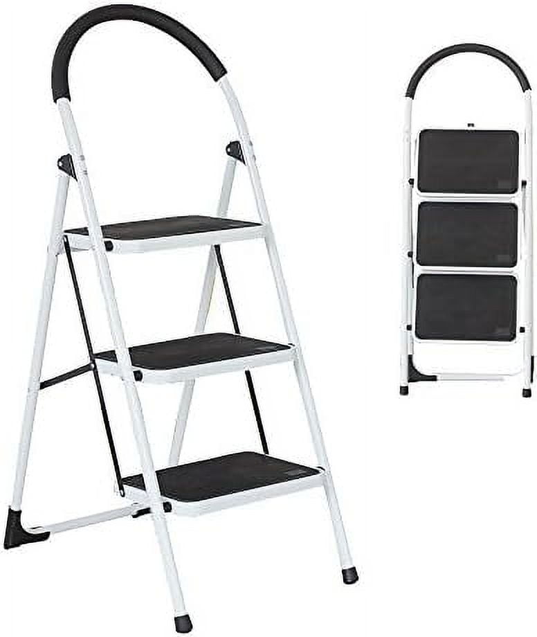 Anti-Slip 3 Step Ladder, Folding Lightweight Steel Step Stool Platform ...