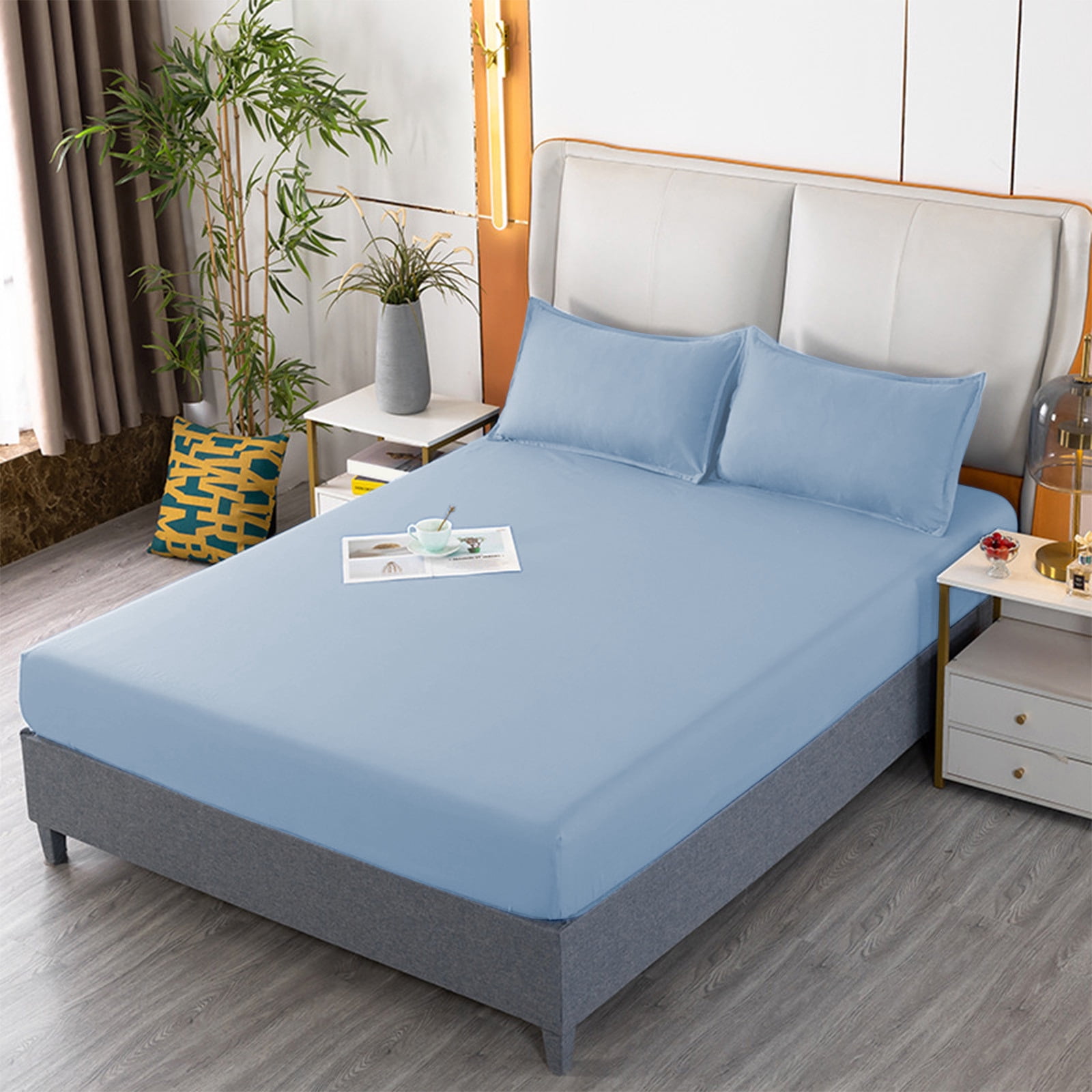Anti Slip All Inclusive Double Bed Fitted Sheet, Soft Fiber Mattress ...