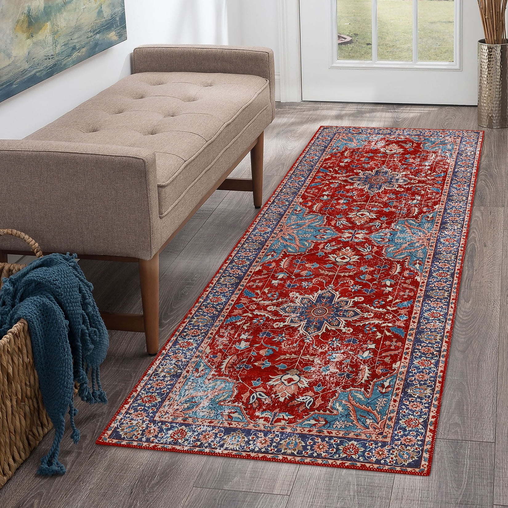 Anti-Slip Area Rug Short Shag Plush Flower Area Rug Moroccan Easy to ...