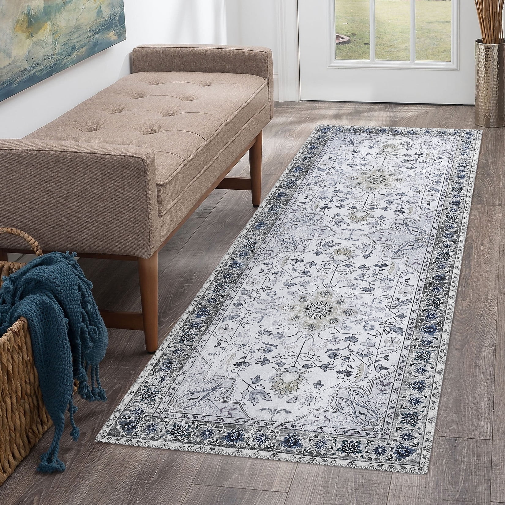 Anti-Slip Area Rug Short Shag Plush Flower Area Rug Moroccan Easy to ...