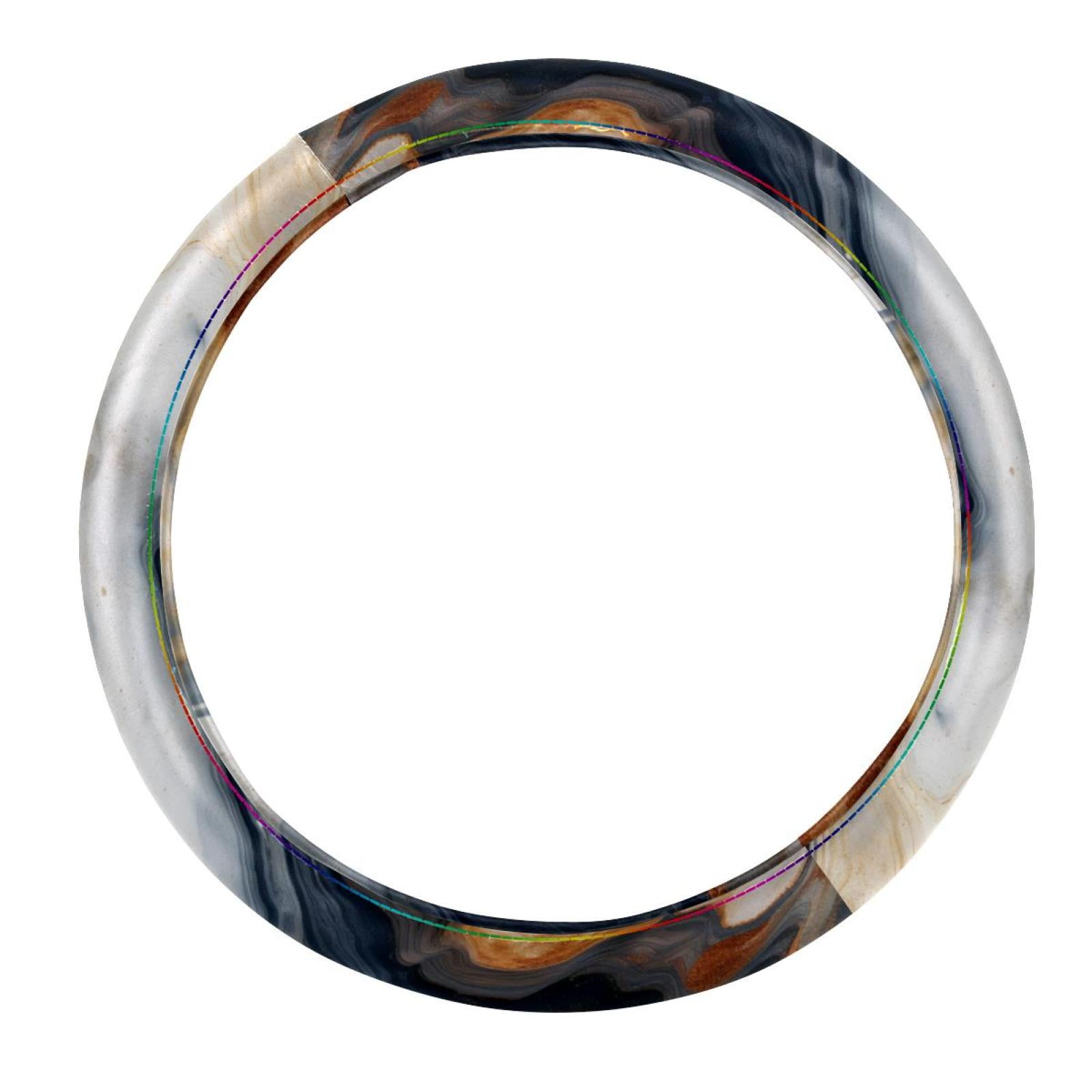 Anti-Slip Car Steering Wheel Cover, Clear Textured Marble PVC Leather ...