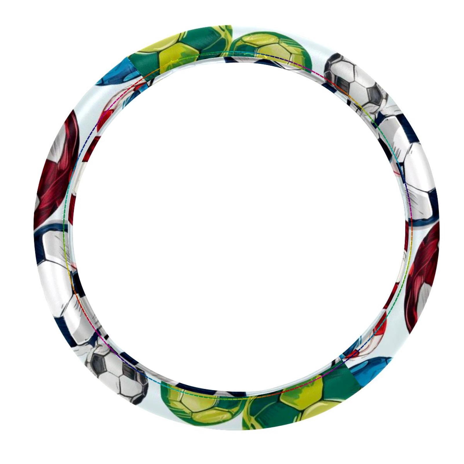 Anti-Slip Car Steering Wheel Cover, Footballs Print PVC Leather ...