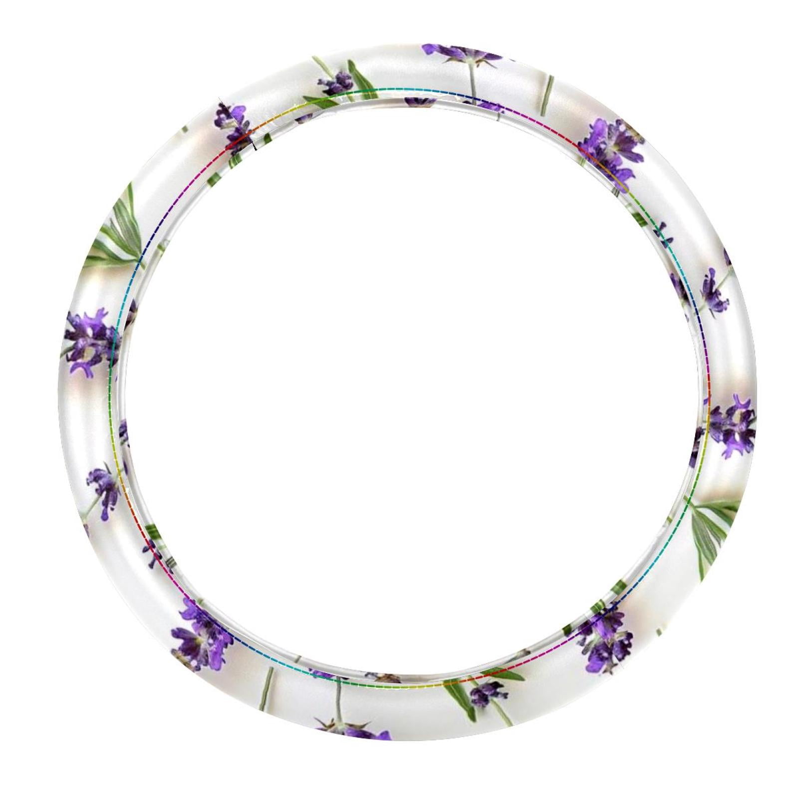 Anti-Slip Car Steering Wheel Cover, Lavender Flower PVC Leather ...