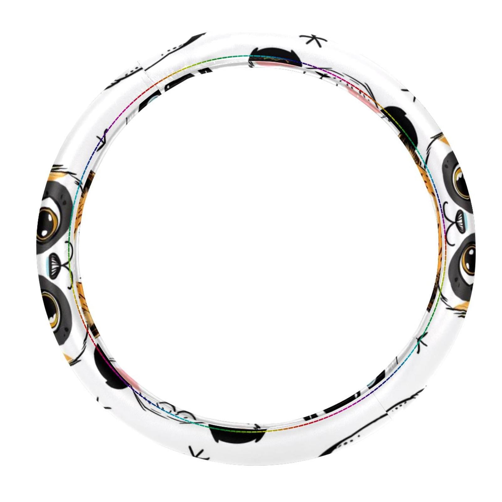 Anti-Slip Car Steering Wheel Cover, Lovely Panda Cat Heads PVC Leather ...