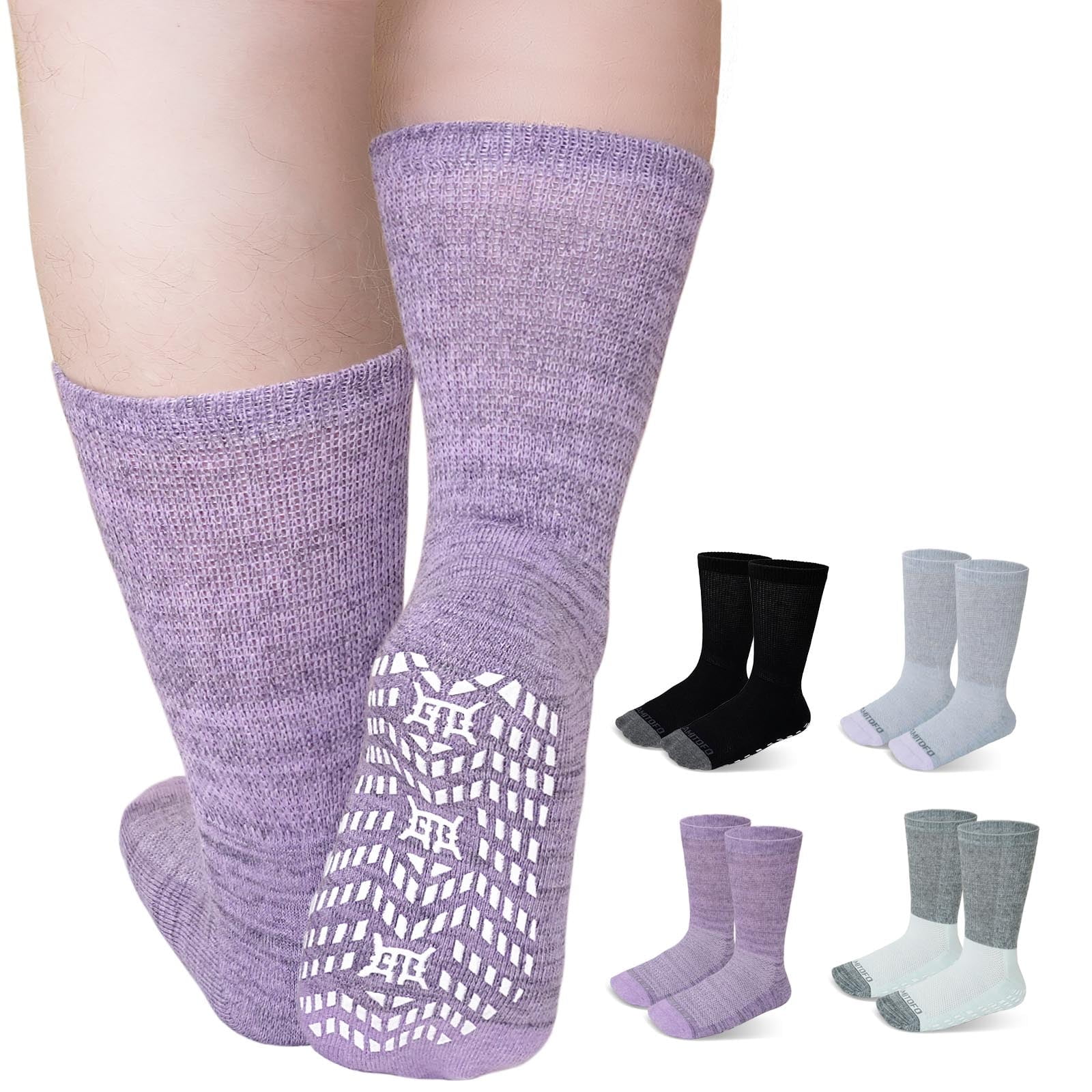 Anti-Slip Gripper Diabetic Socks for Men and Women, UNEEI 4 Pairs Non ...