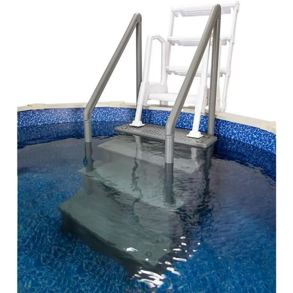 Confer Resin Wide In-Pool Steps and Ladder for Swimming Ground - Warm ...