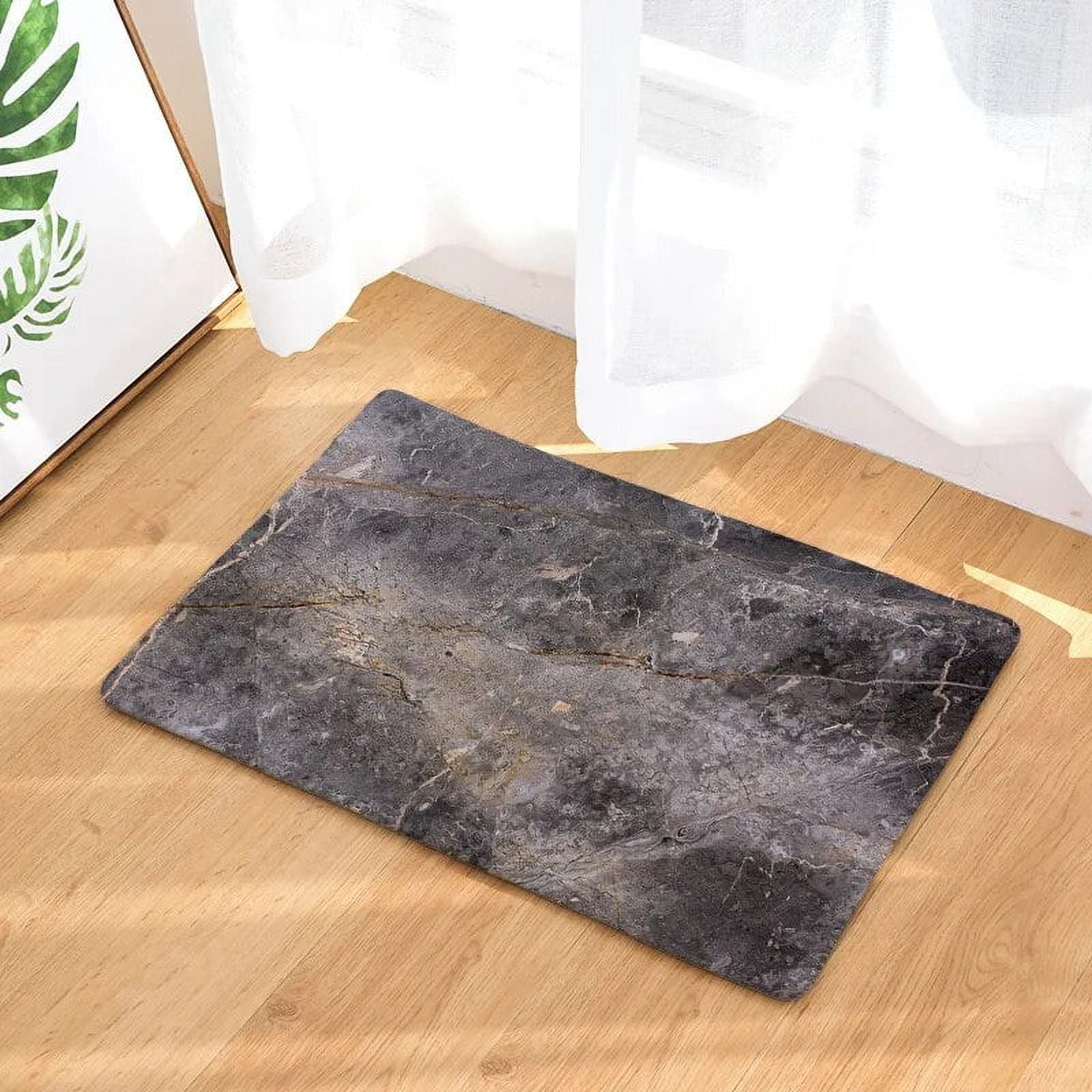 Anti-Slip Kitchen Carpet Black White Marble Printed Entrance Doormat ...