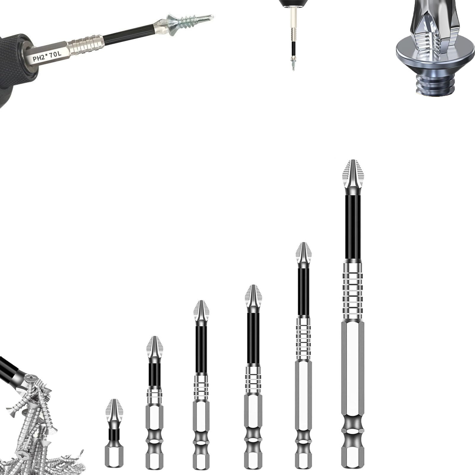 Anti-Slip Magnetic Drill Bit Set Heavy-Duty Screwdriver Bits with ...