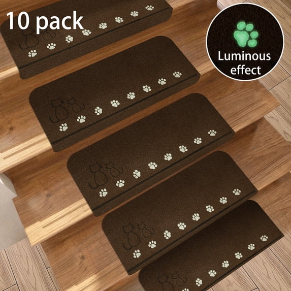 Anti-Slip Stair Mat Curved Sound-Absorbing Washable 4mm Thick 10 Pack ...