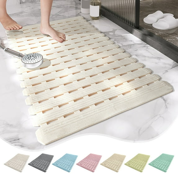 Anti Slip Mat White Bathroom Shower Room Toilet Floor Rug Waterproof ...