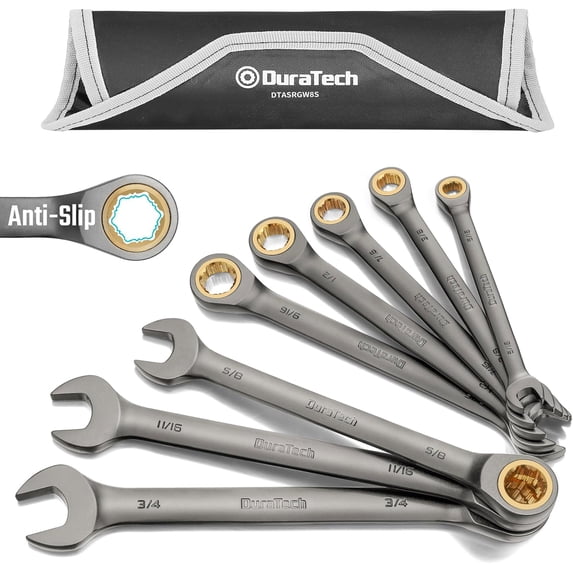 Anti-Slip Ratcheting Wrench Set, Combination Wrench Set, 8-piece, SAE 5 ...
