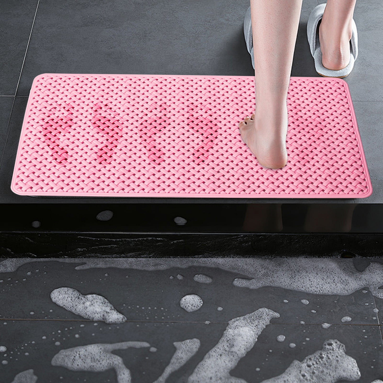 Anti-Slip Rectangular Bathroom Mat with Massage Points - Strong Suction ...