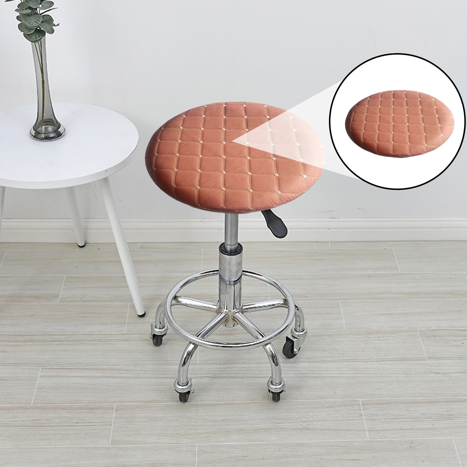Anti-Slip Round Stool Covers With Elastic Bands, Imitation Silk Cotton ...