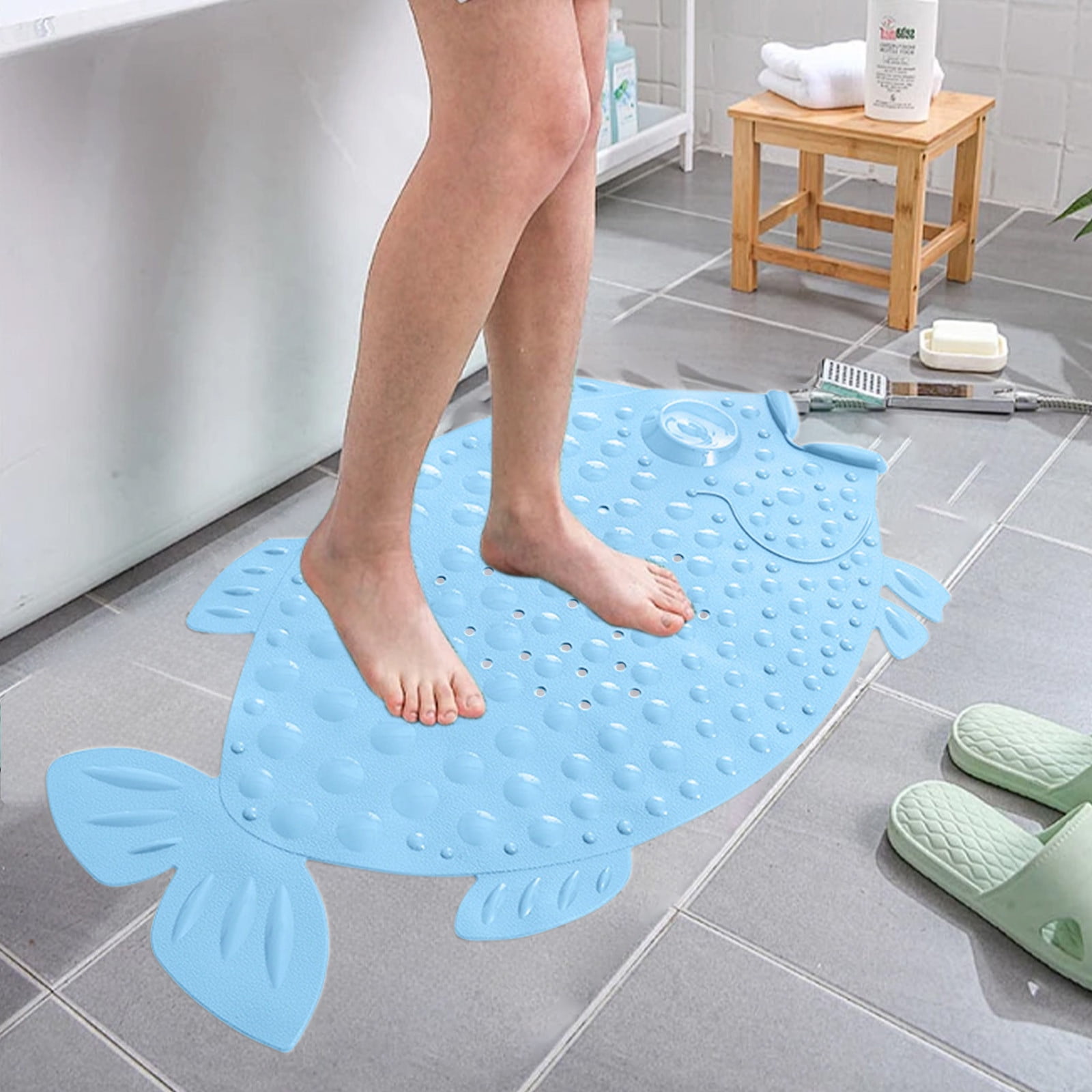 Anti-Slip Shower Mat with Massage, Extra-Large Bathroom Floor Mat with ...