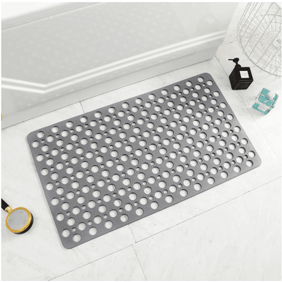 Anti-Slip Shower Mat with Suction Cups – TPE Bath Mat with Drainage ...