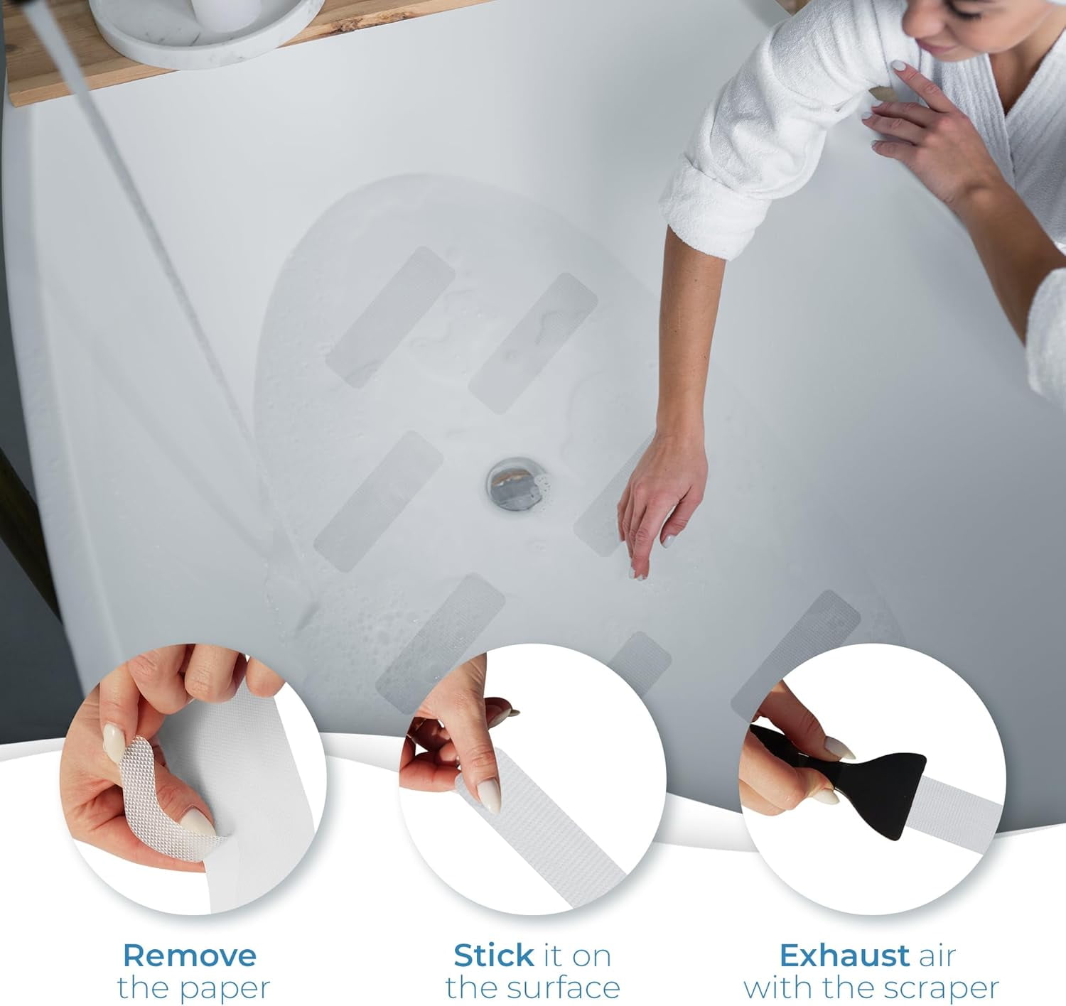 Anti Slip Shower Stickers 24 PCS, Invisible Non-Slip Shower Strips for ...