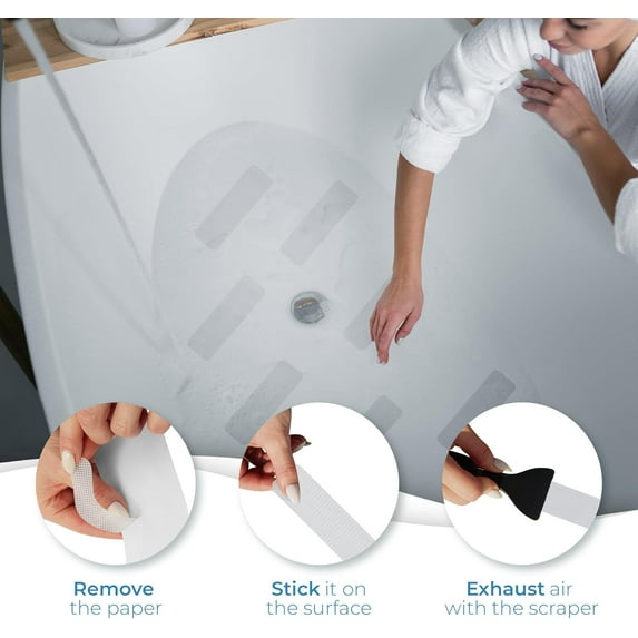 Anti Slip Shower Stickers 24 PCS, Invisible Non-Slip Shower Strips for ...