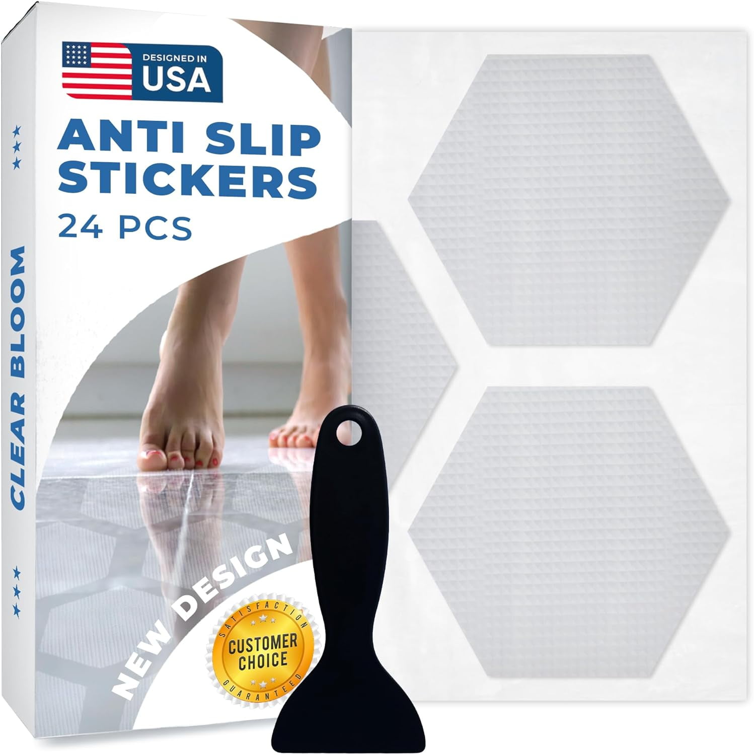 Anti Slip Shower Stickers 24 PCS, Invisible Non-Slip Shower Strips for ...