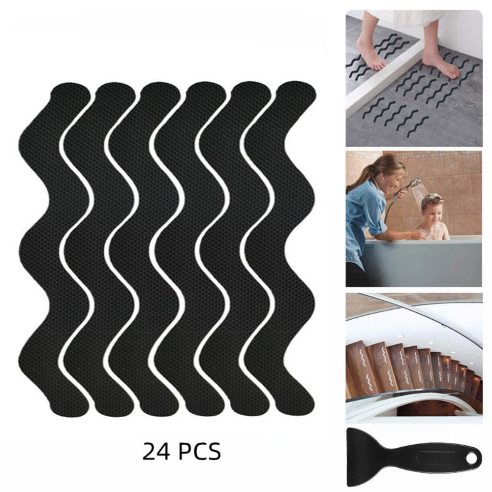 Anti Slip Shower Stickers, 24 Pcs Wave Shaped Non-Slip Safety Bathtub ...