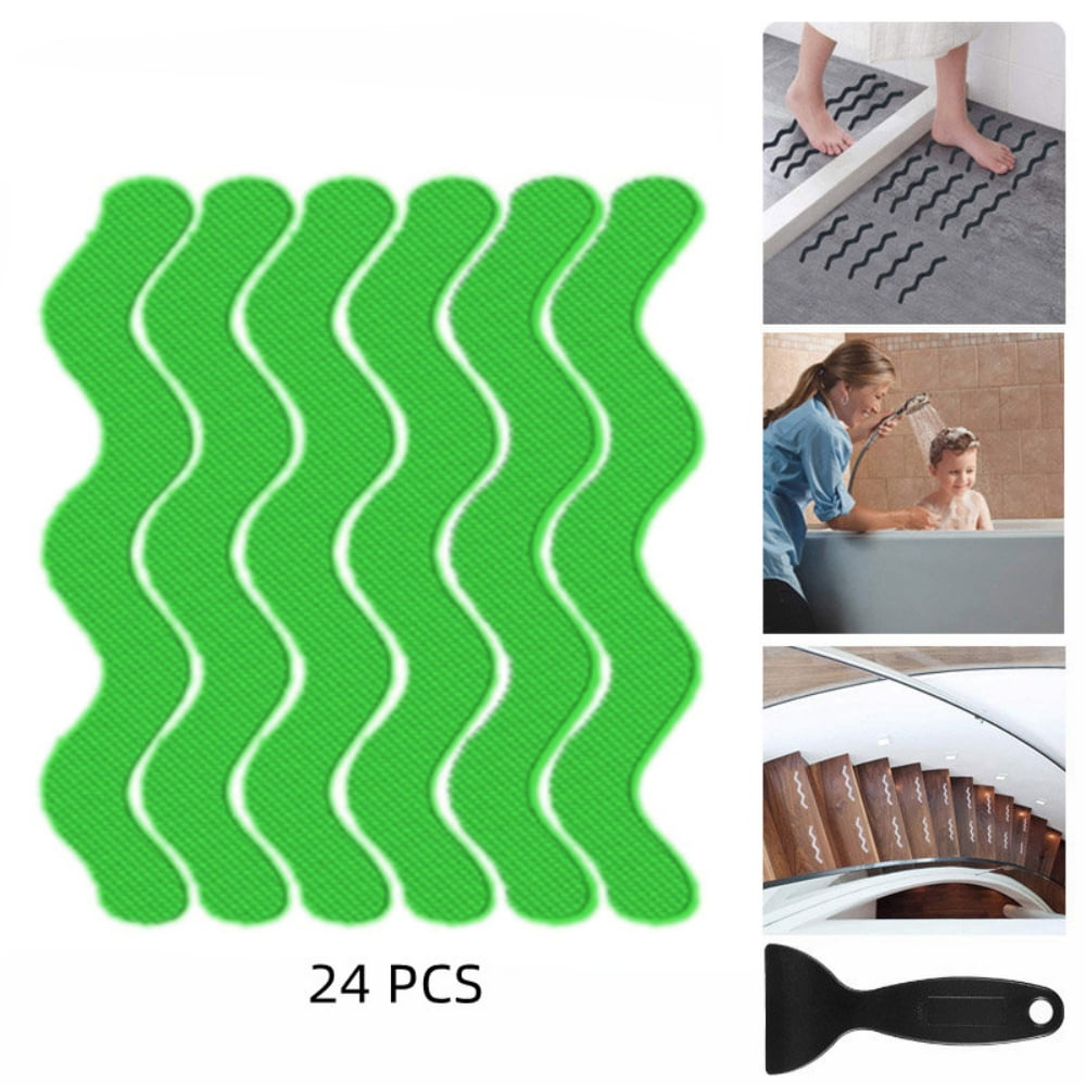 Anti Slip Shower Stickers, 24 Pcs Wave Shaped Non-Slip Safety Bathtub ...