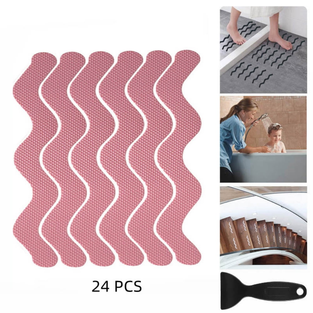 Anti Slip Shower Stickers, 24 Pcs Wave Shaped Non-Slip Safety Bathtub ...