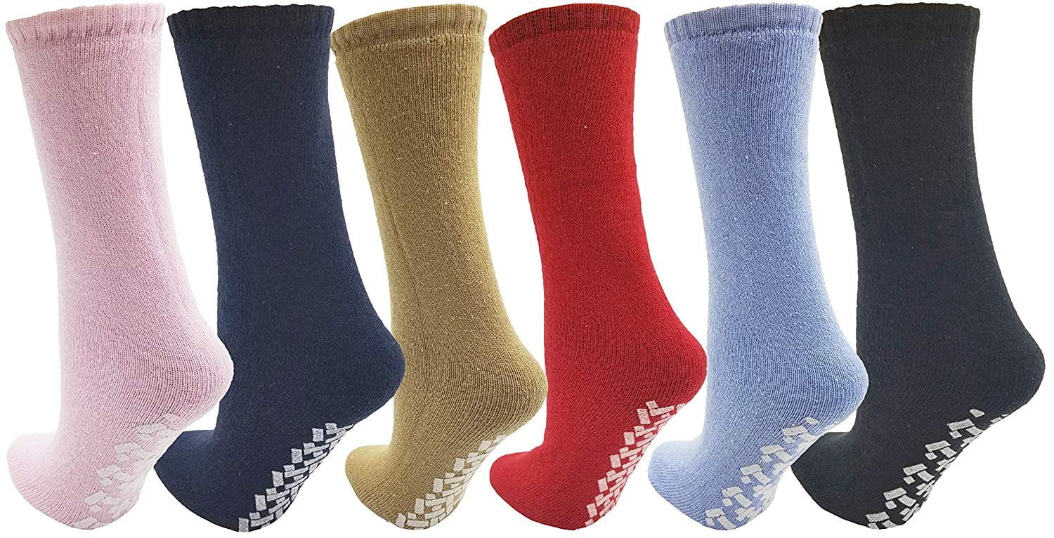 Anti-Slip Slipper Socks, 6 Pairs, Gripper Bottom Indoor House Non-Skid ...